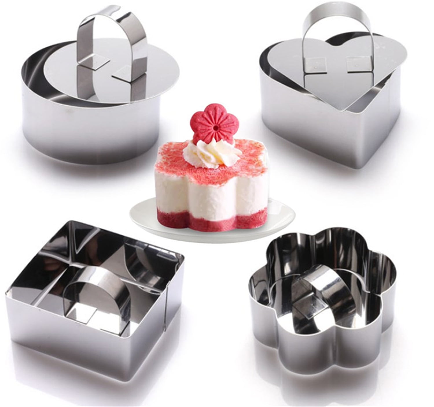 Cake Rings Cake Molds Set of 4,Bexikou Stainless Steel Mini Baking Ring ...