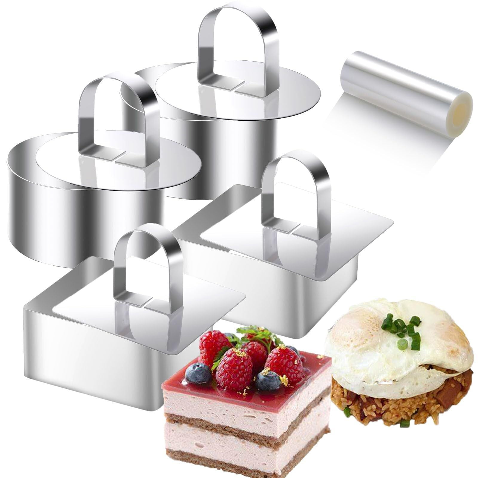 Cake Rings Mousse Mold, Acetate Cake Collar Set with Pressers for ...