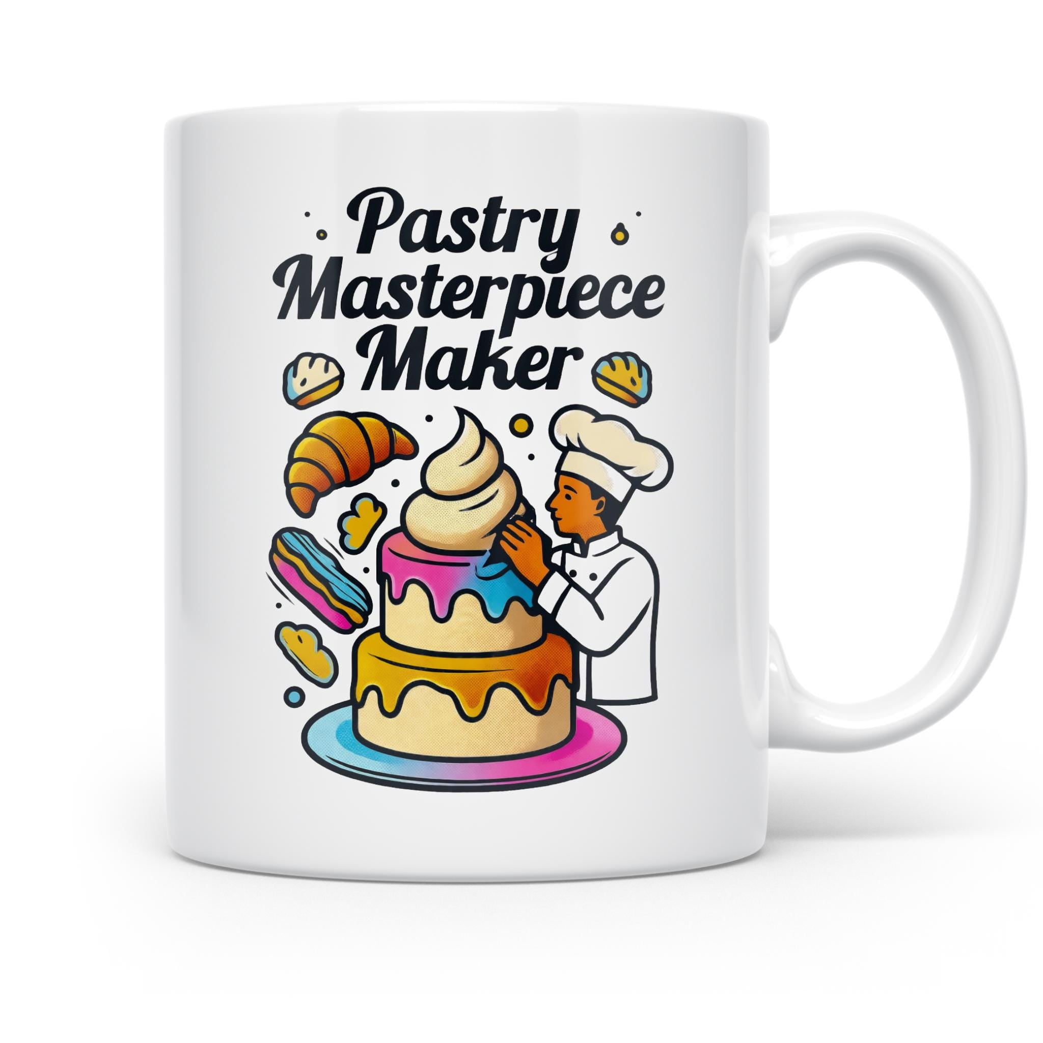 Cake Scene 11 oz Coffee Mug - Gift for Pastry Bakers White Ceramic ...