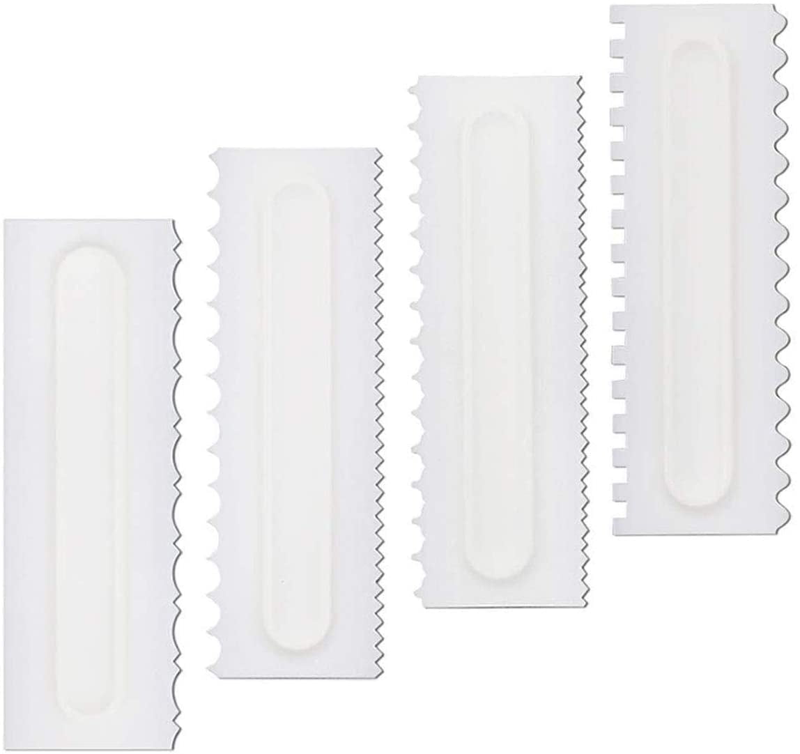 Cake Scraper Set of 4 Pack Decorating Comb Icing Smoother Plastic ...