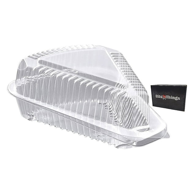 Cake Slice Plastic Containers with Lids | Single 5“ Clear Low Dome Hinged Lid Container ...