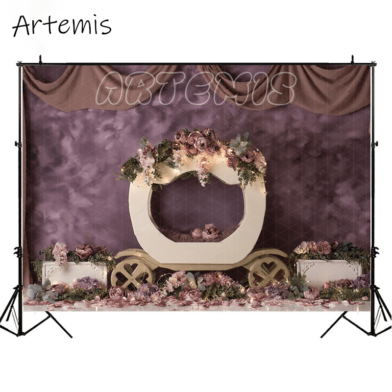 Cake Smash Background Light Purple Floral Accents Carriage Lightbox ...