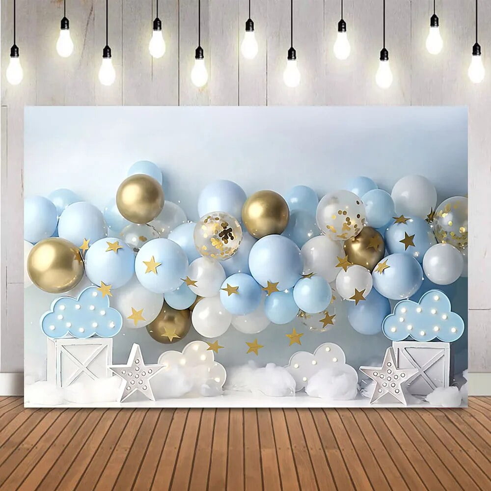 Cake Smash Newborn Kids Portrait Photography Backdrop Boy Blue Birthday ...