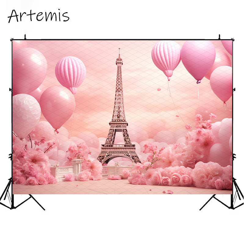 Cake Smash Photography Backdrop Baby Shower ration Carousel Eiffel ...