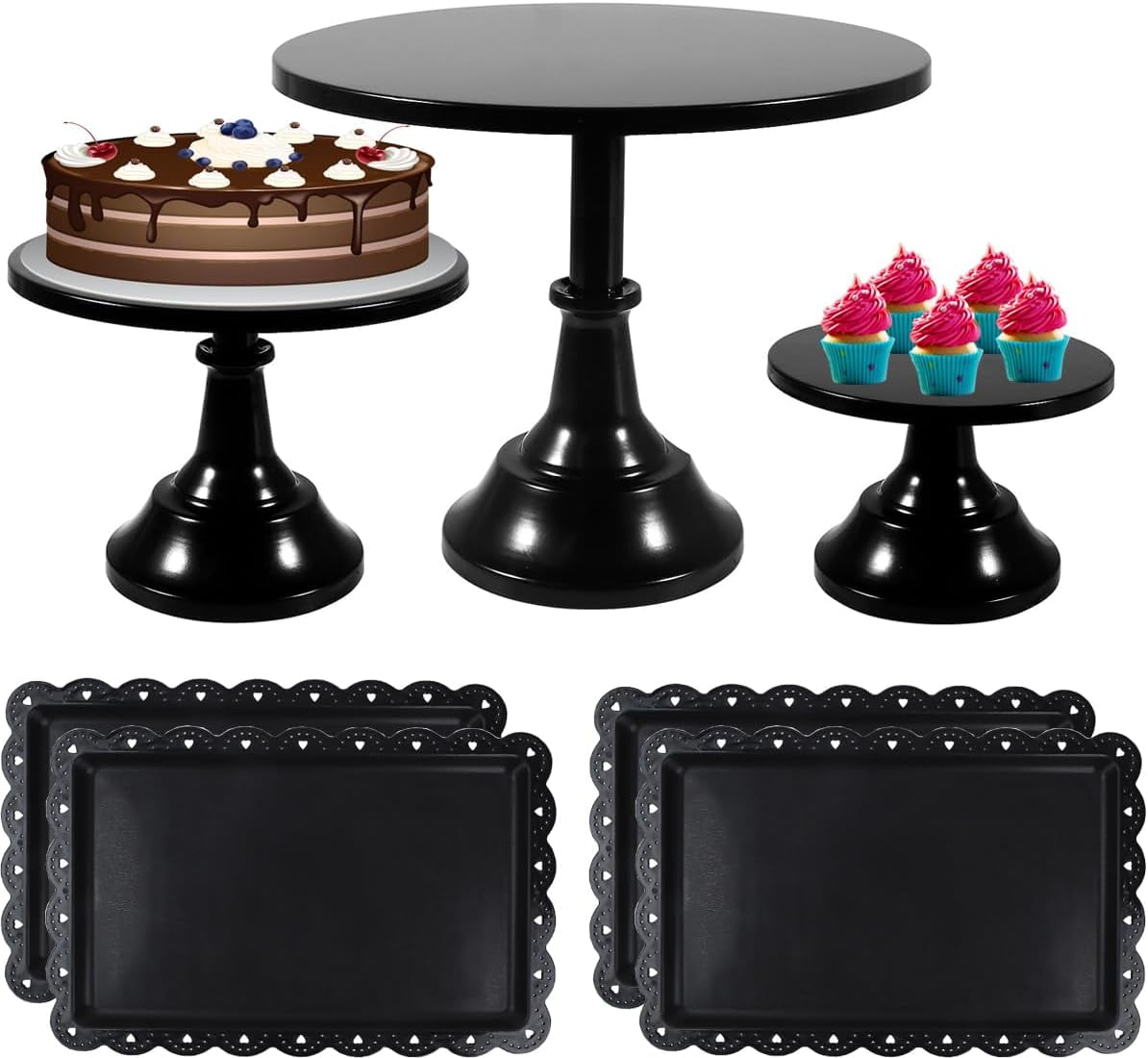 Cake Stand, 7Pcs Round Metal Cake Display Stand 8/10/12Inch Dessert ...