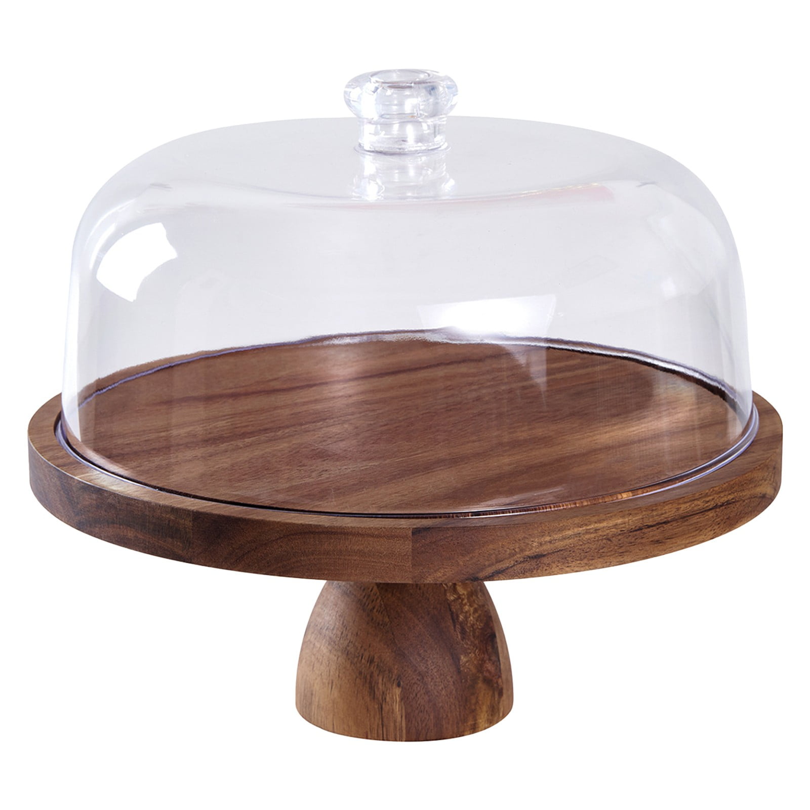 Cake Stand, Acacia Wood Cake Stand with Lid, 11.8in Round Cake Holder ...