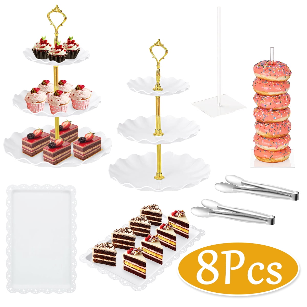 Cake Stand Cupcake Tower Food Display Risers for Party Plastic Dessert ...