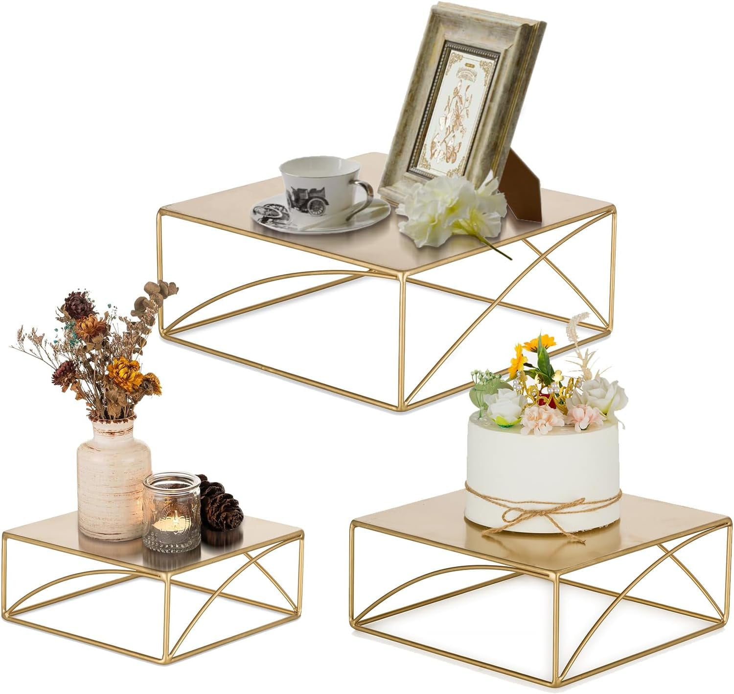 Cake Stand Dessert Display: Gold Cupcake Stands Set of 3 Metal Food ...
