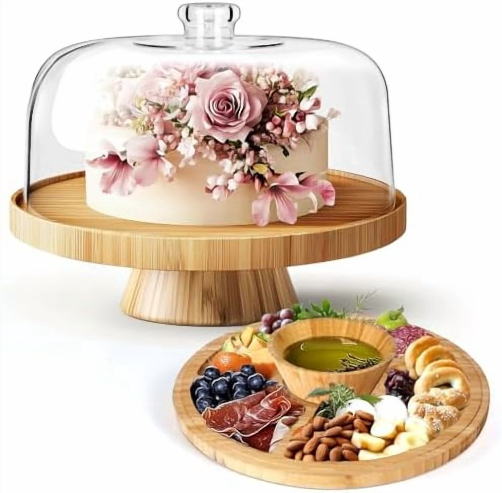 Cake Stand with Dome Cover - 6 in 1 Cake Stand with Lid, Multi ...