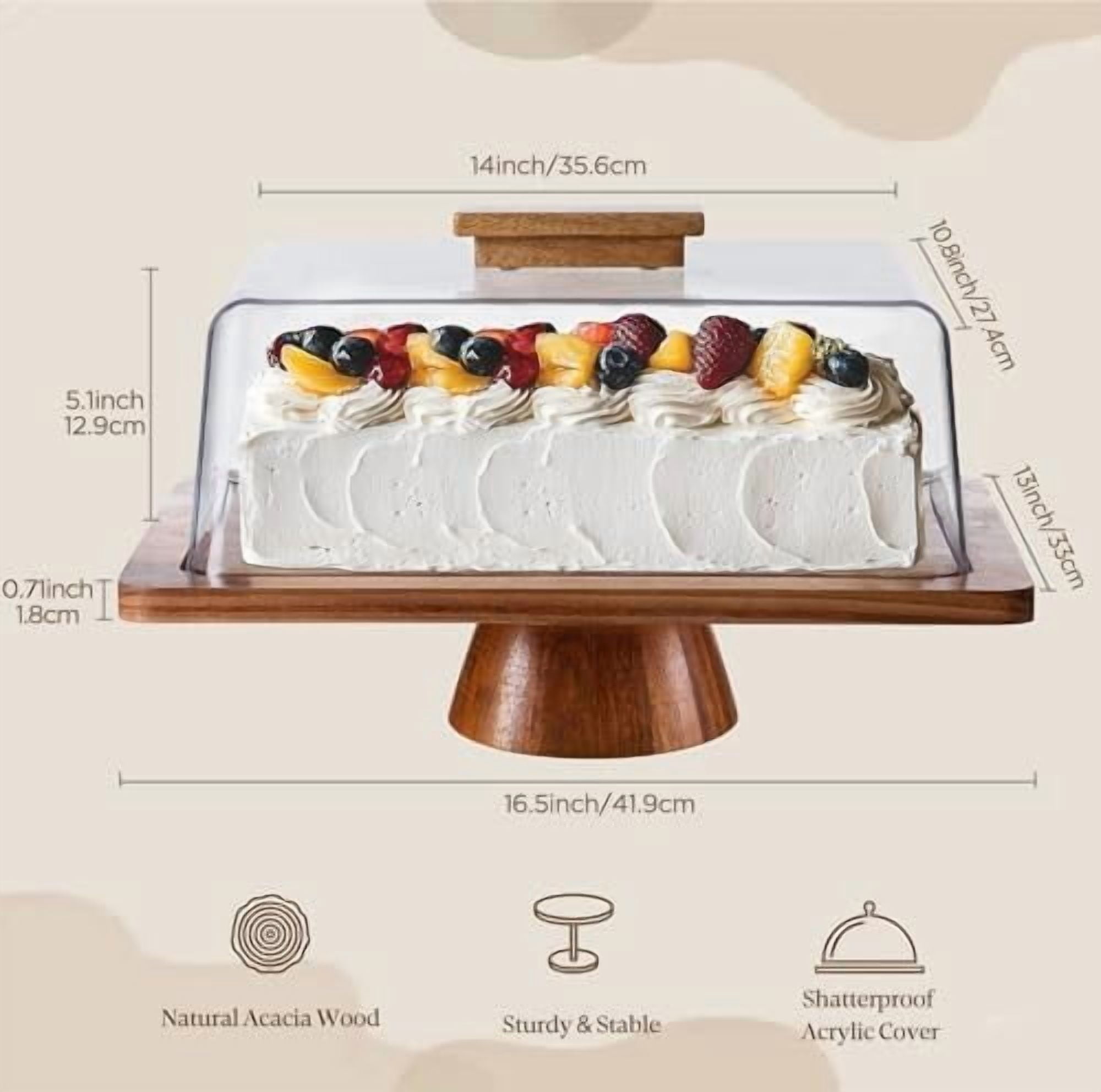 Cake Stand with Lid (16.5"), Multifunctional Cake Stand with Acrylic ...