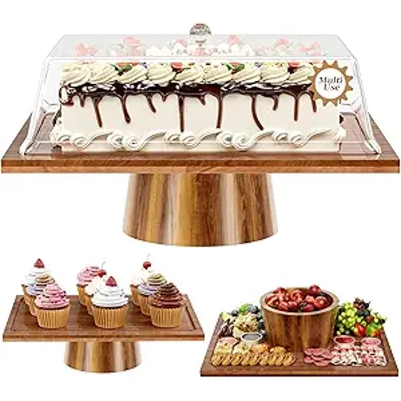 Cake Stand with Lid - 2 in 1 Cake Stand and Charcuterie Board ...