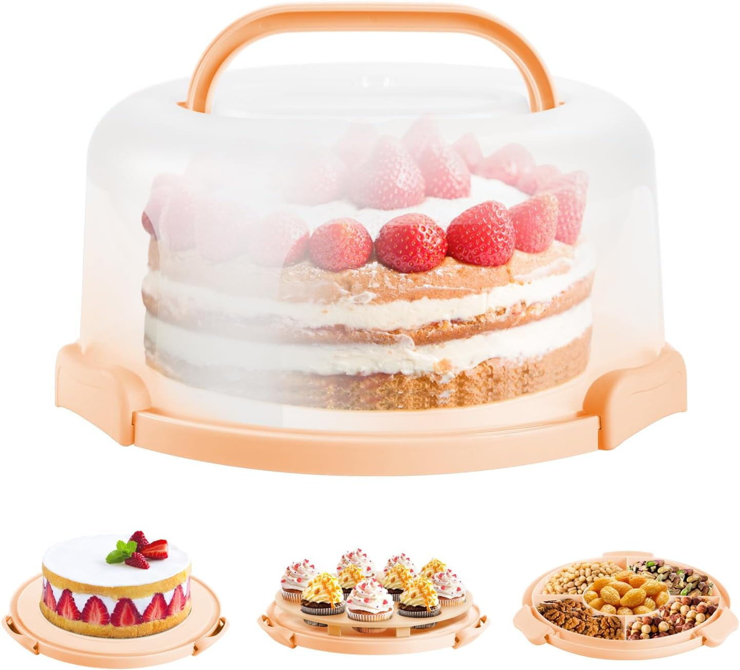 Cake Stand with Lid, Cake Carrier BPA-Free Cake Containers for 10 inch ...