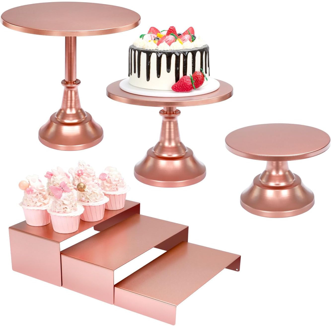 Cake Stand Set, Rose Gold Metal Cake Stands for Party, Dessert Table ...