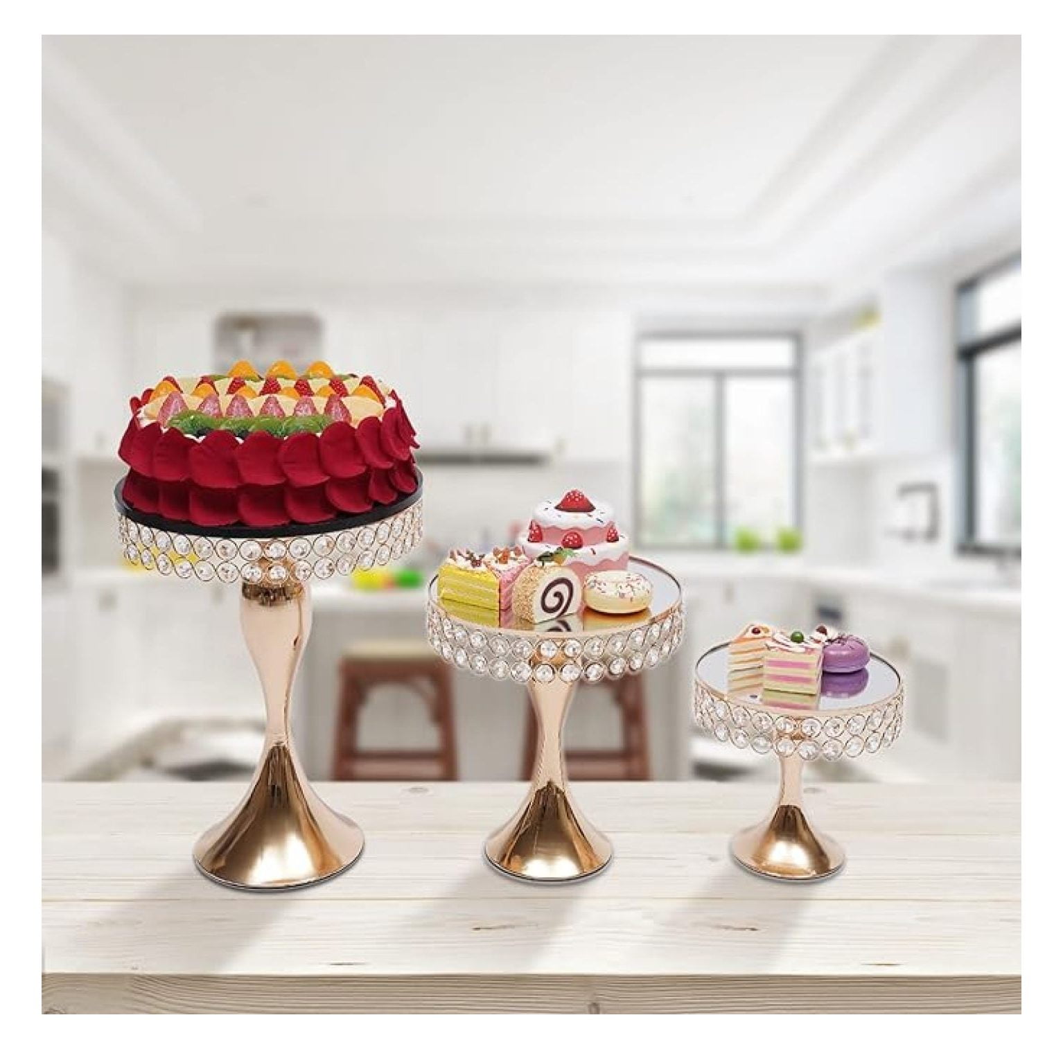 Cake Stand Set of 3, Crystal Cake Stands for Dessert, Cupcake Stand for ...