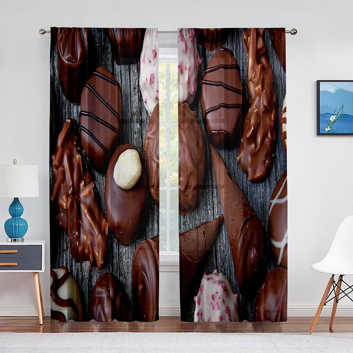 Cake Strawberry Raspberry Fruit Food Tulle Curtains for Living Room ...