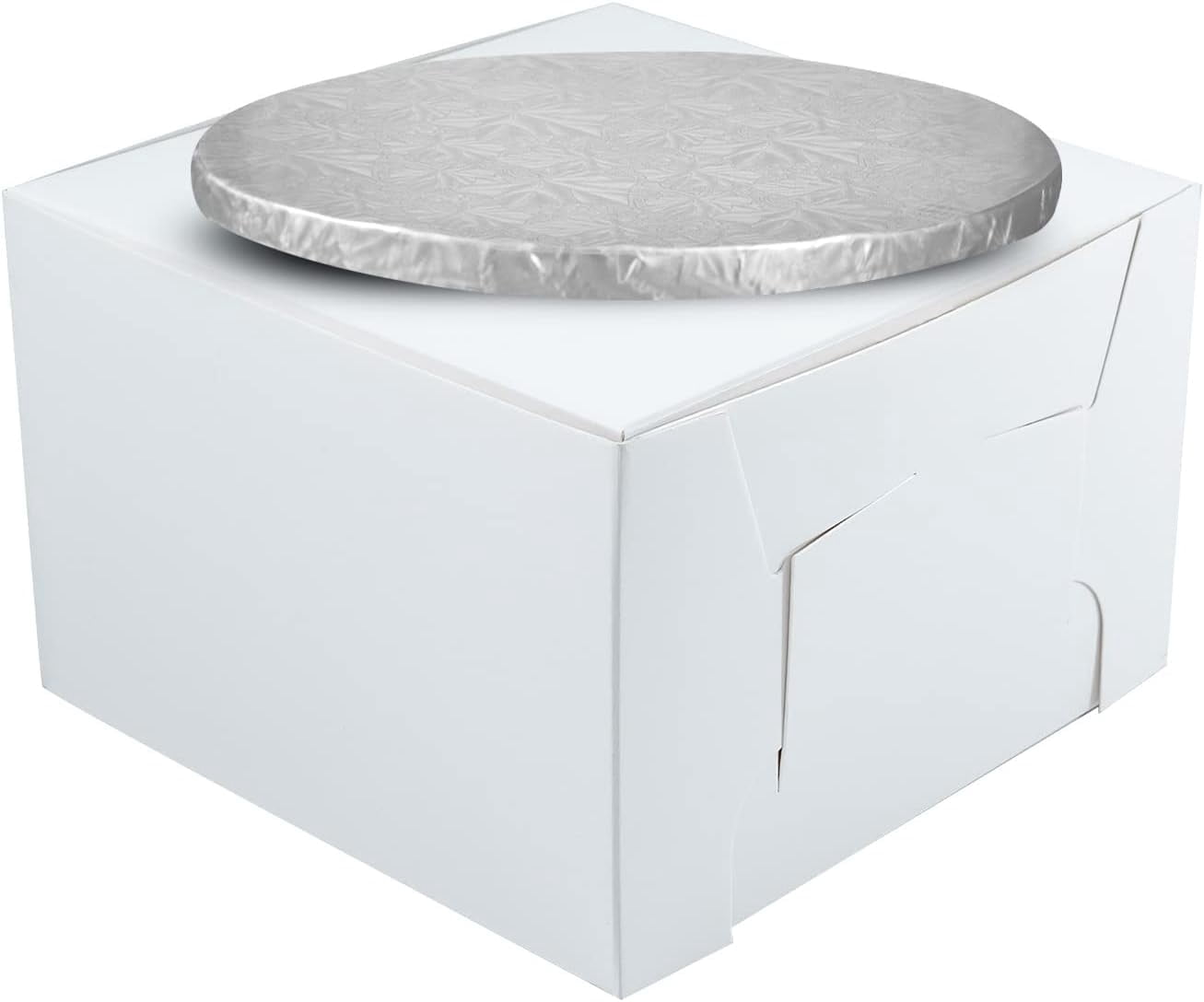 Cake Supplies on Sale 12x12x6 White Cake Box + 12" Silver Round Drum 1/ ...