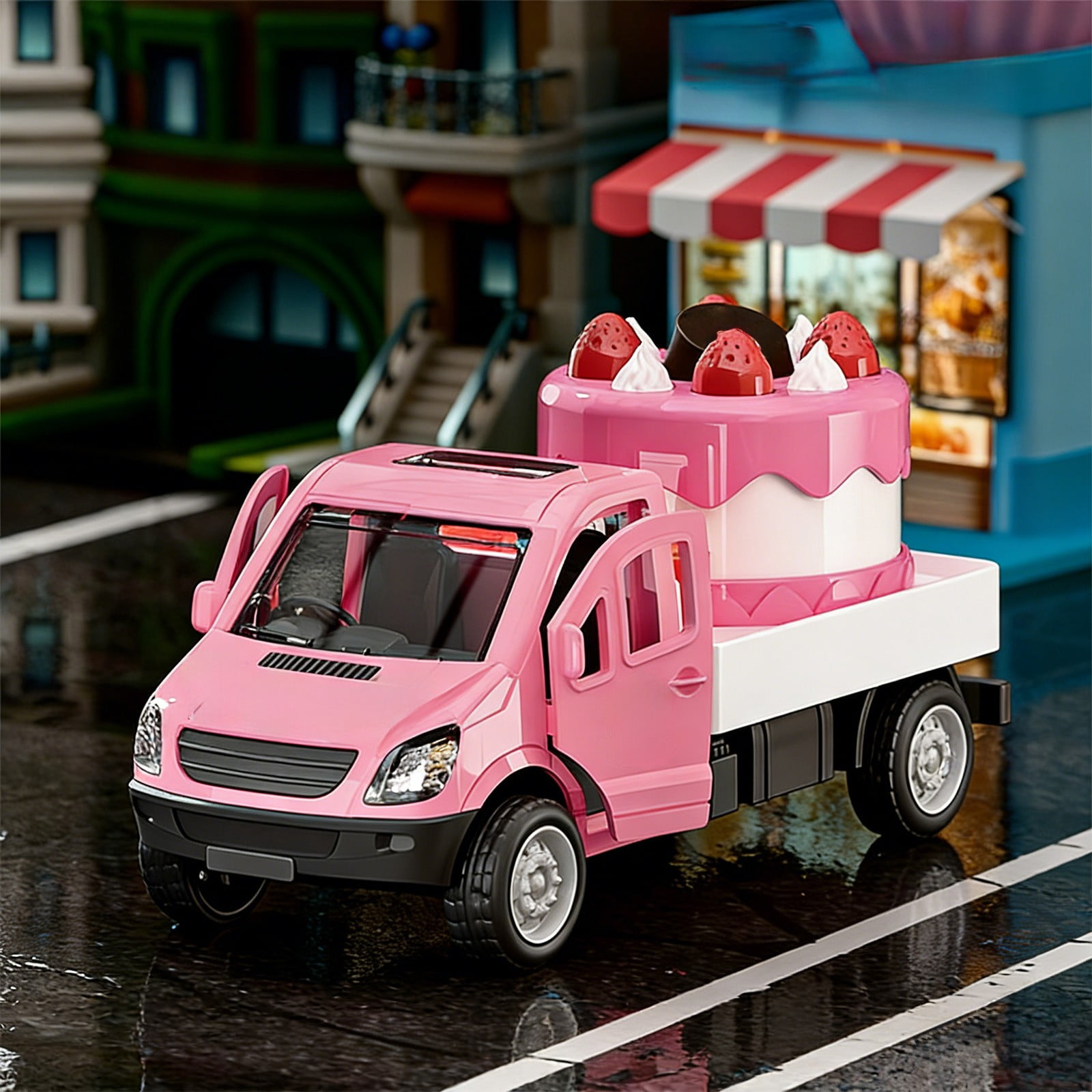 Cake Themed Push and Go Car Toy, Simulation Strawberry Cake Model Car ...