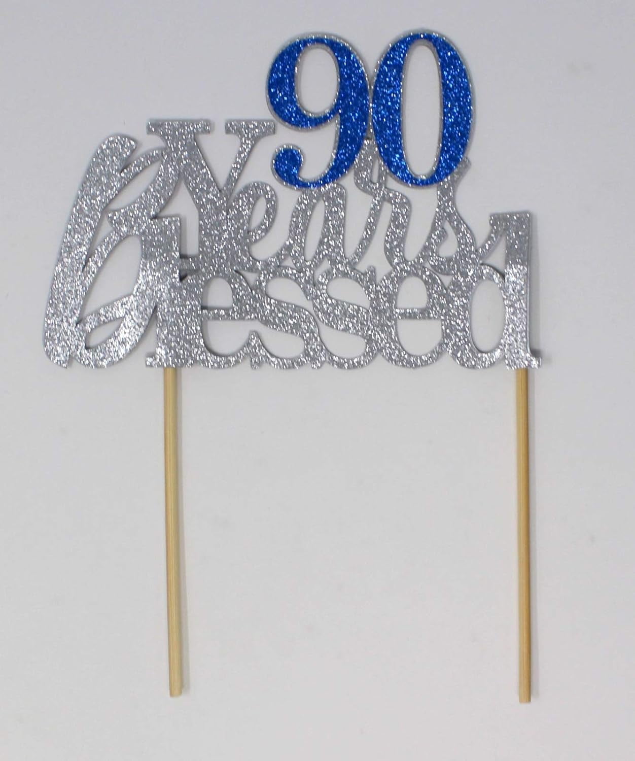Cake Topper, 1pc, 90th birthday, 90th anniversary, glitter topper ...