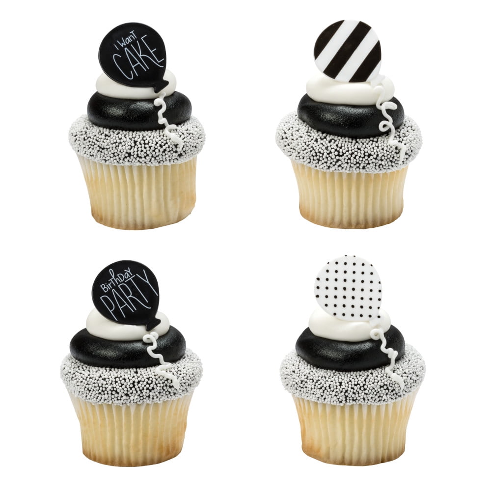 Cake Topper Decor, Everyday Birthday,Black & White Birthday cake décor ...