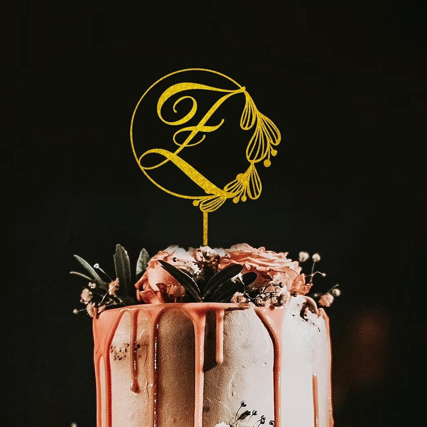 Cake Topper Monogram Letter Z Cake Topper Initials Wreath Wedding ...
