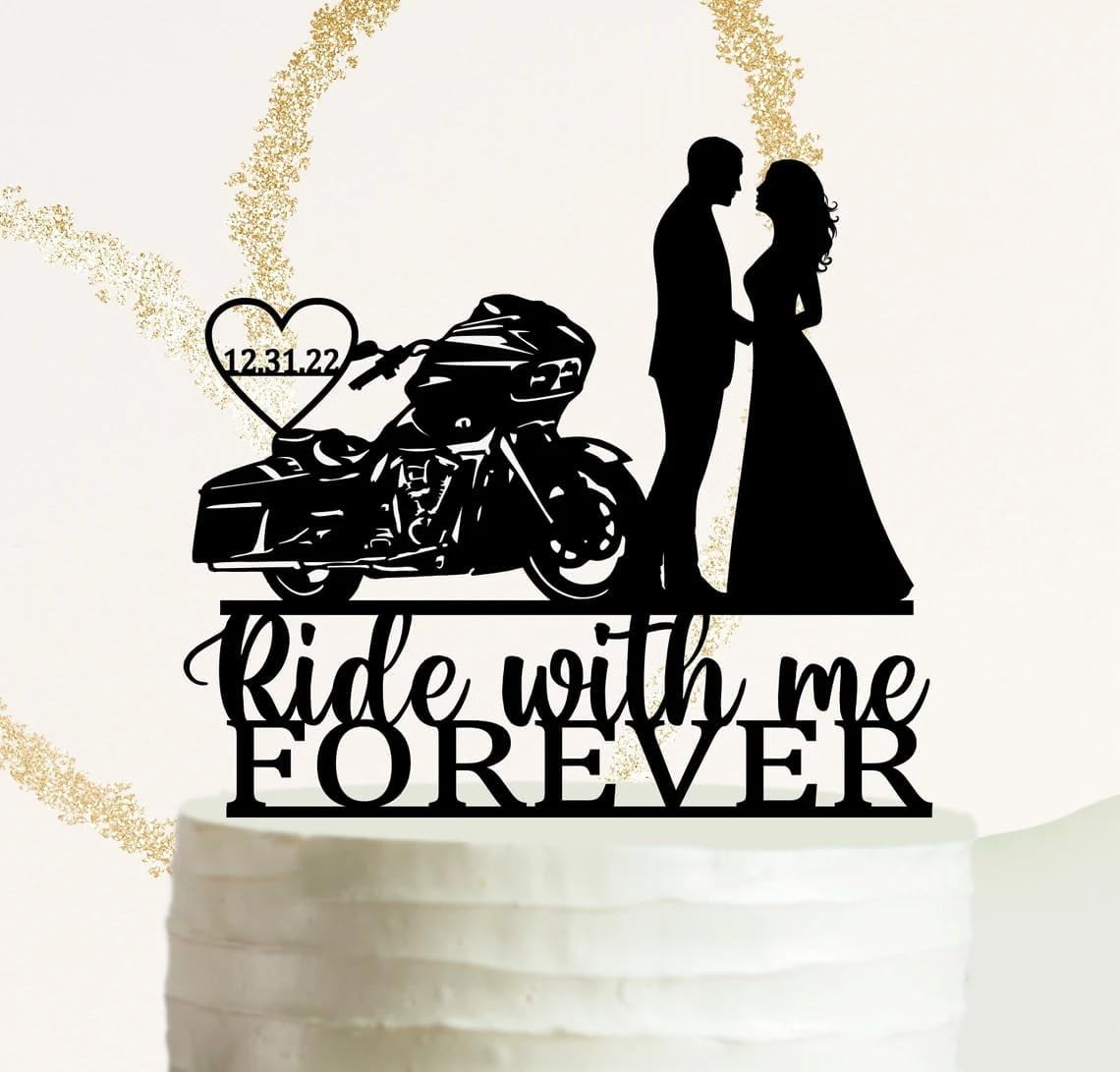 Cake Topper, Road Glide Motorcycle, Couple on Motor, Biker ...
