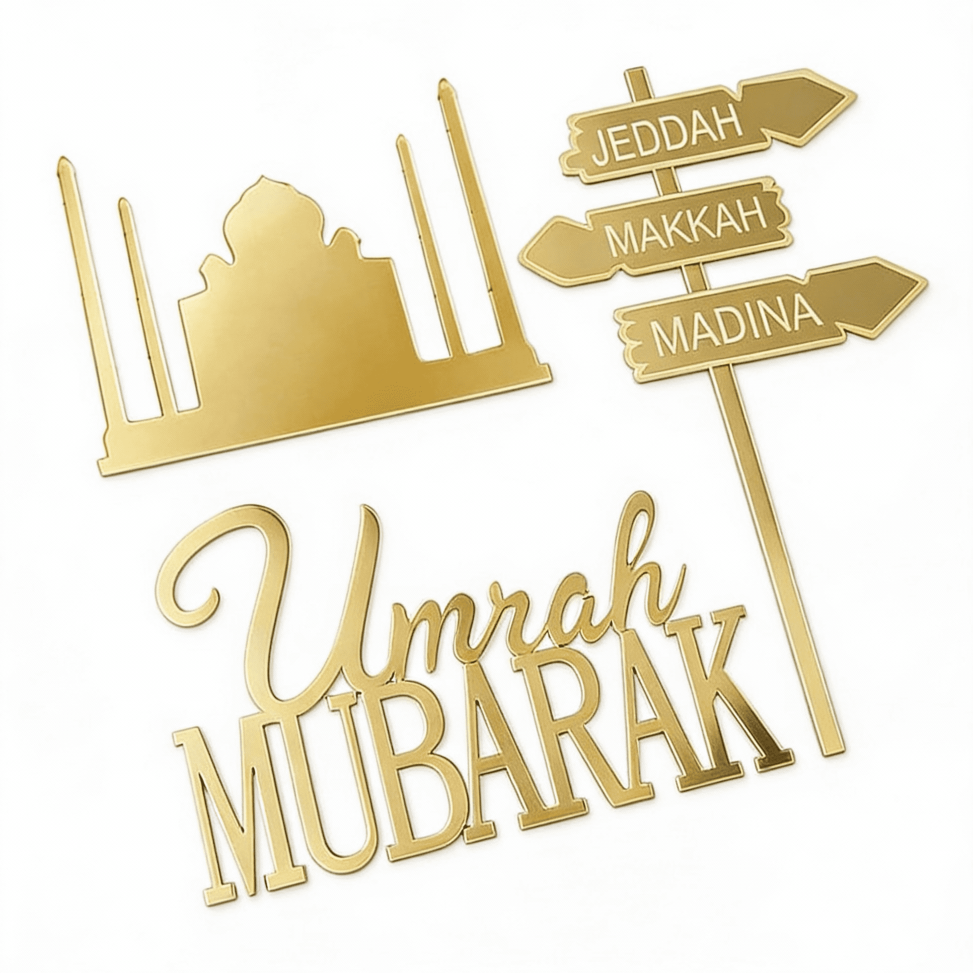 Cake Topper Set Umrah Mubarak Cake Topper, with Letters, Flags and ...