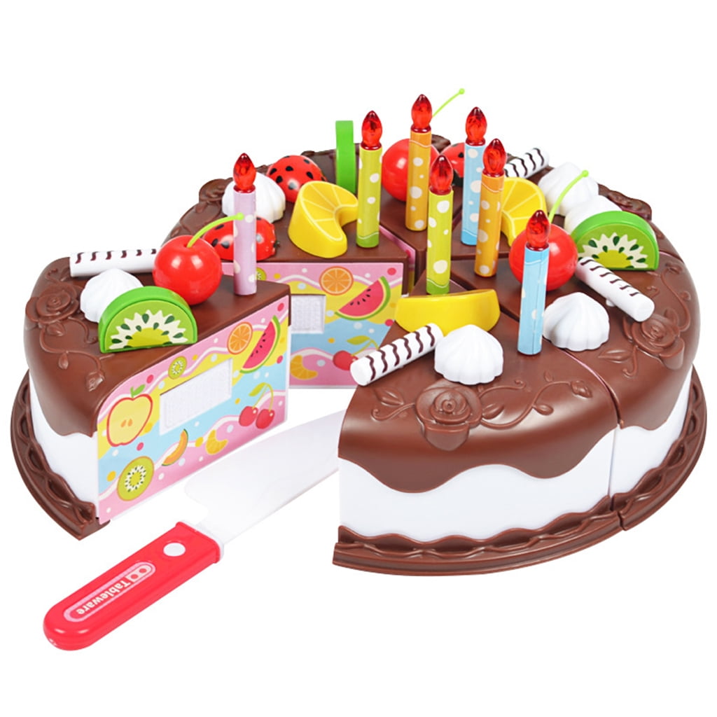 Cake Toy Pretend for Play Cutting Fruit Birthday Kids Birthday Cake Toy ...