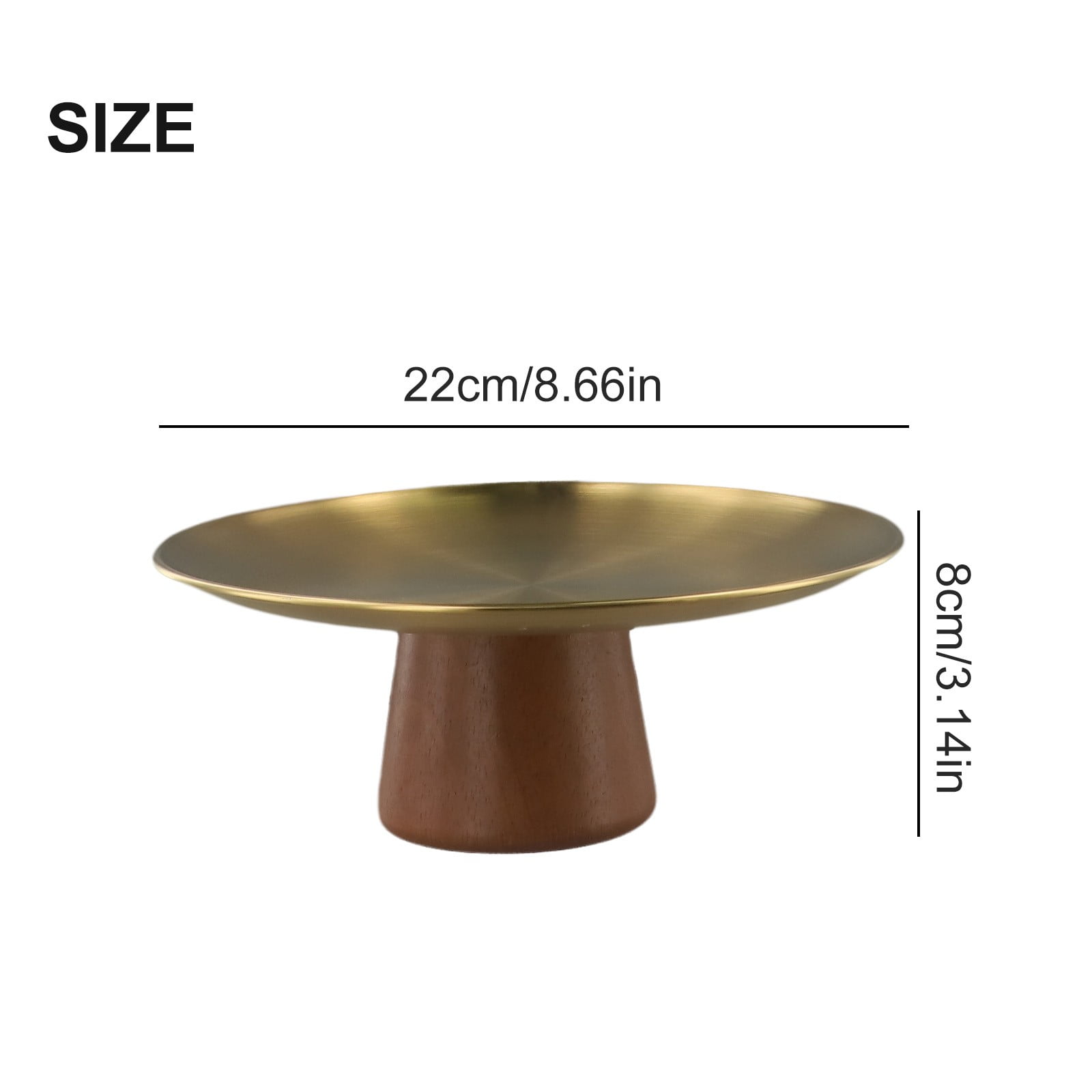 Cake Tray Fruit Display Plate Dessert Pan Wooden Base Stainless Steel ...