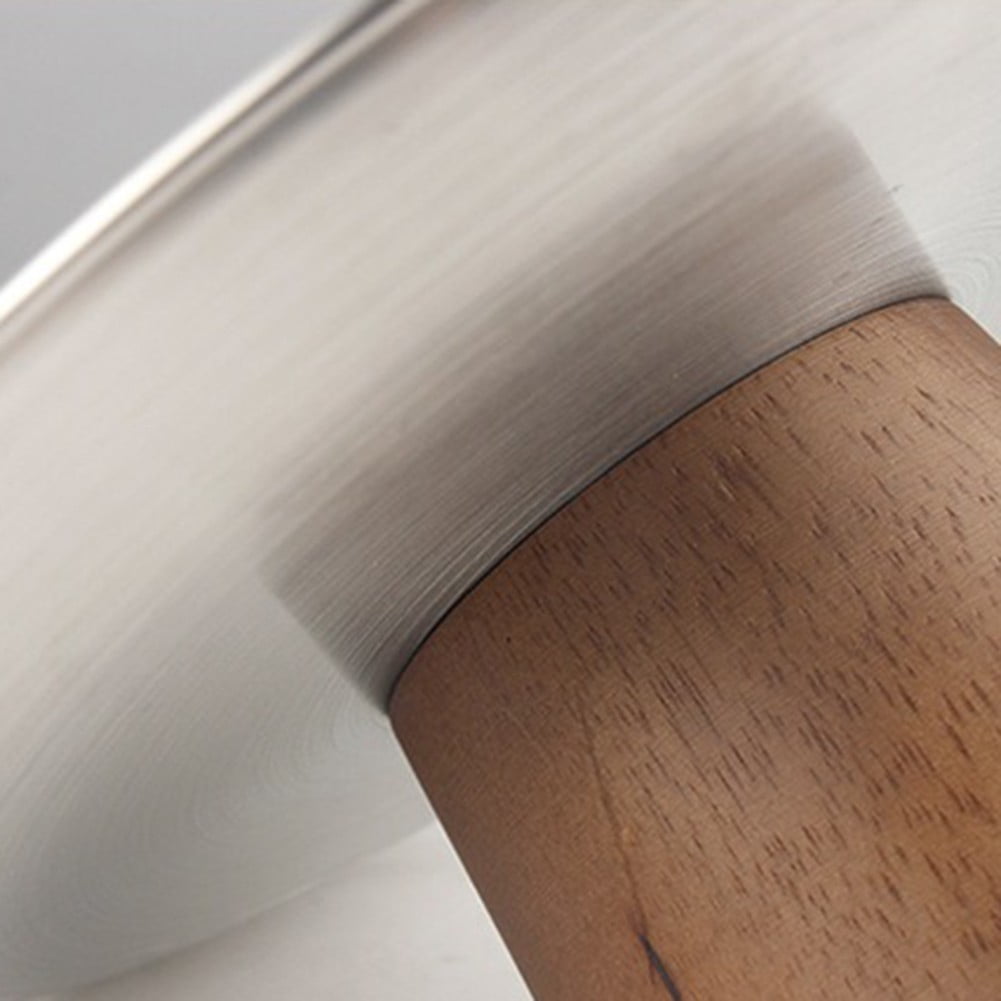 Cake Tray Fruit Display Plate Dessert Pan Wooden Base Stainless Steel ...