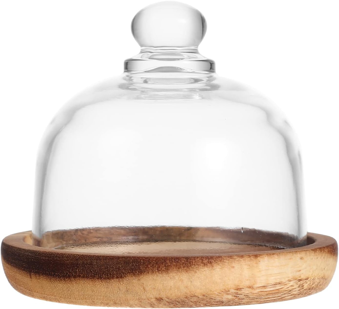 Cake Tray with Dome, Round Wood Cake Stand Plate Server Platter Wood ...