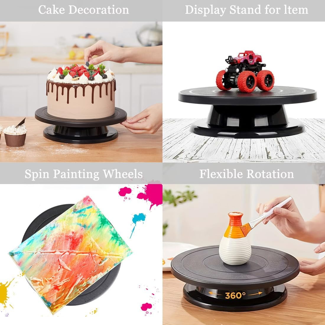 Cake Turntable, Cake Stand Decorating Bakery Supplies, Plastic Turntable Wheel Revolving for ...