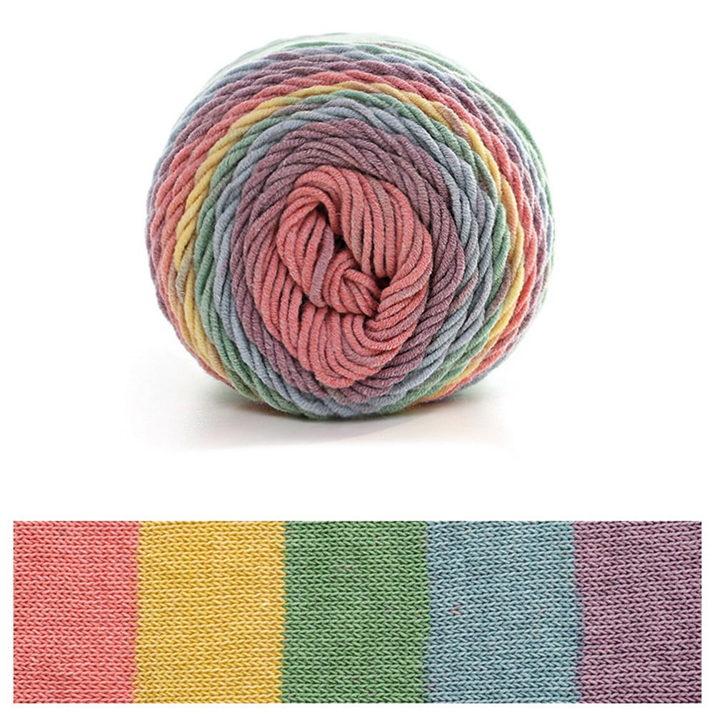 Cake Yarn Rainbow Cotton Yarn Segment Dyeing Milk Cotton Yarn DIY Hand ...