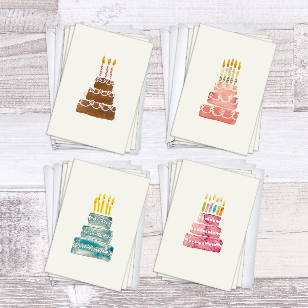 Cake and Candles Birthday Cards | 12 Pack Assortment Bulk Variety Set ...