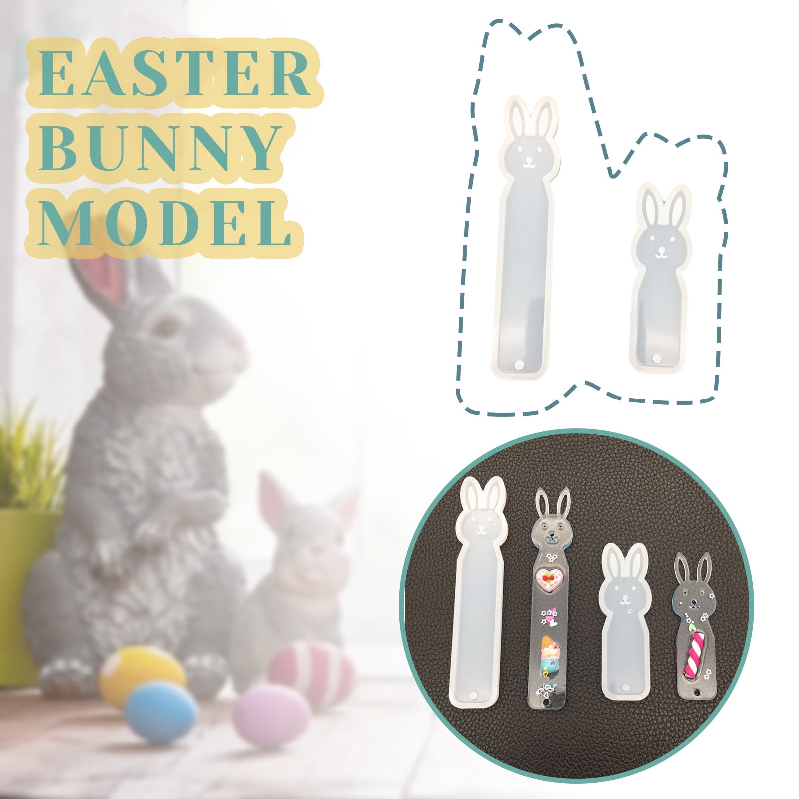 Cake pans! Blank Animal Rabbit Epoxy Diy Rabbit 2pc Silicone Bookmark ...