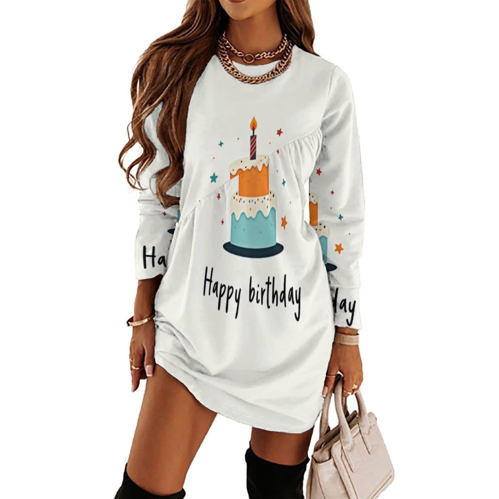 Cake with Burning Candle Loose Dress Evening Dress Summer Dresses for ...