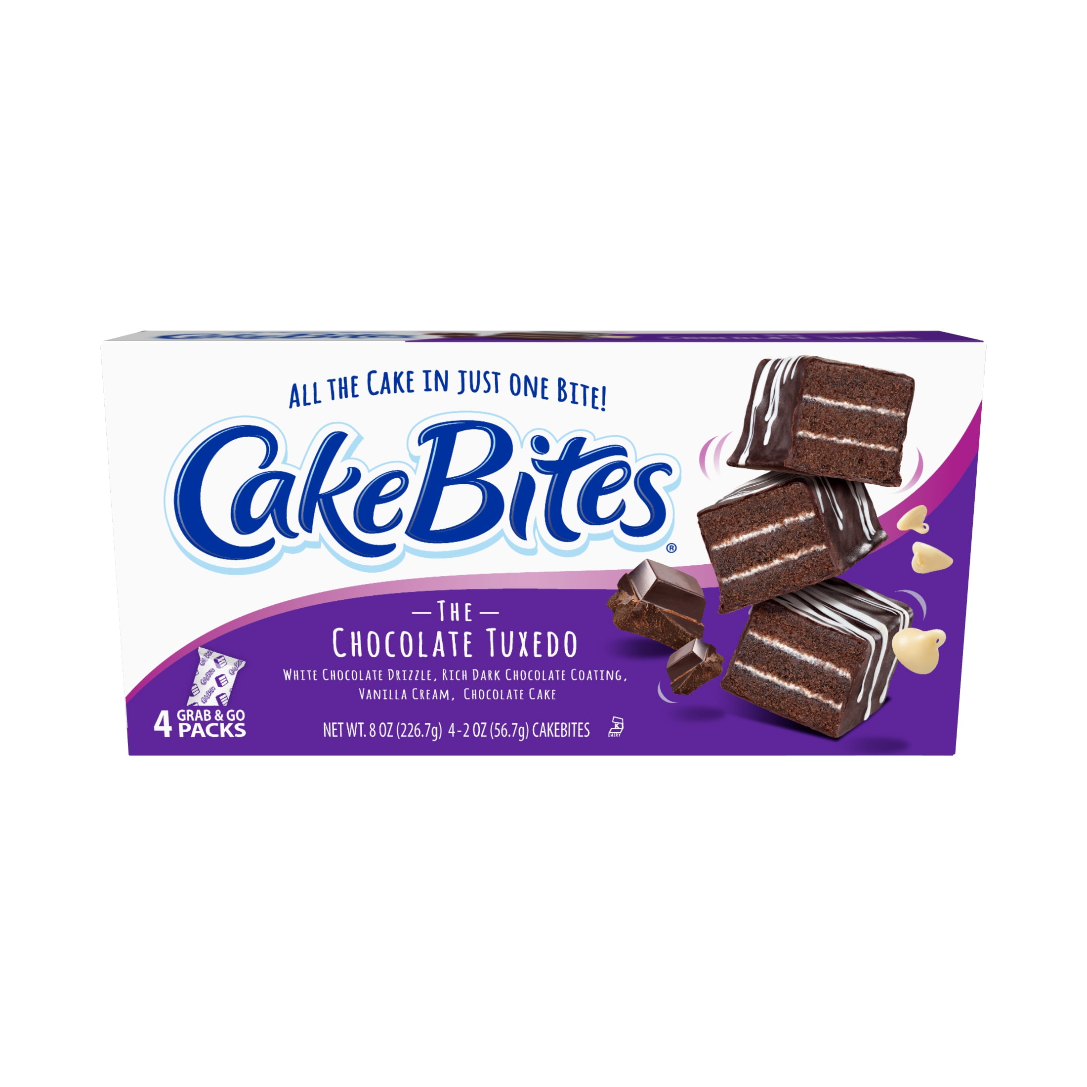 Cookies United Chocolate Tuxedo CakeBites, Grab & Go Snack Treats, 4 ...