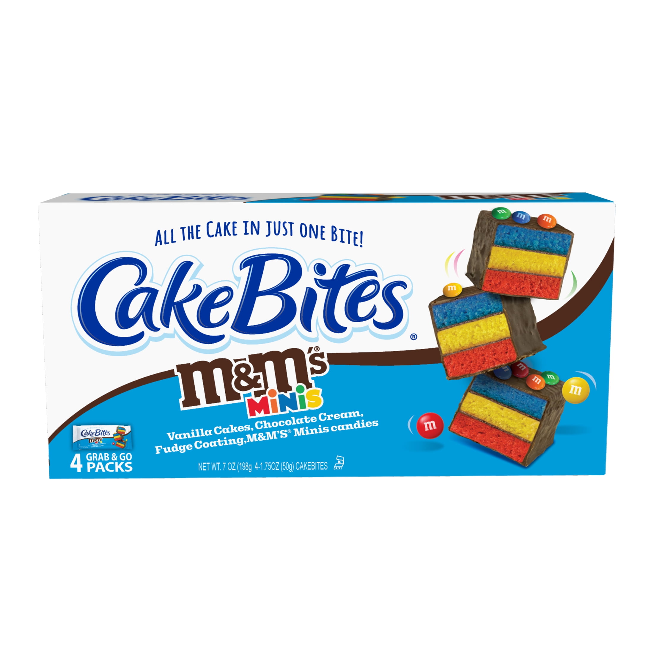 M&M's Bakery Food CakeBites Minis Vanilla, 4 Grab & Go, Family Pack ...