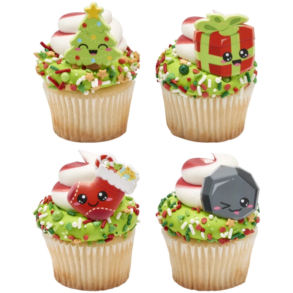 CakeDrake Christmas Cuties Cupcake Rings 12 Ct, Holiday Cupcake Toppers ...