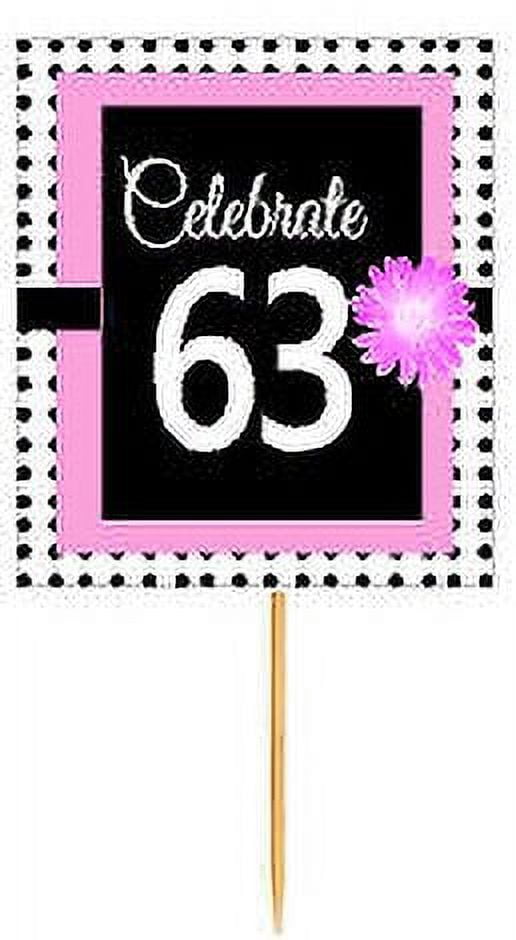 CakeSupplyShop Item#BPP-063 Happy 63rd Birthday Pink w. Black Polka Dot ...