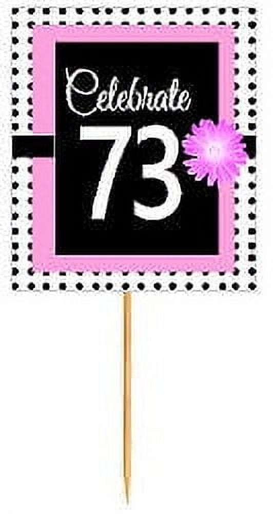 CakeSupplyShop Item#BPP-073 Happy 73rd Birthday Pink w. Black Polka Dot ...