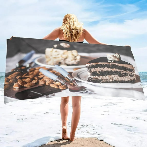 Cakes Beach Towels Cotton Beach Towel Super Absorbent Overd Lightweight ...