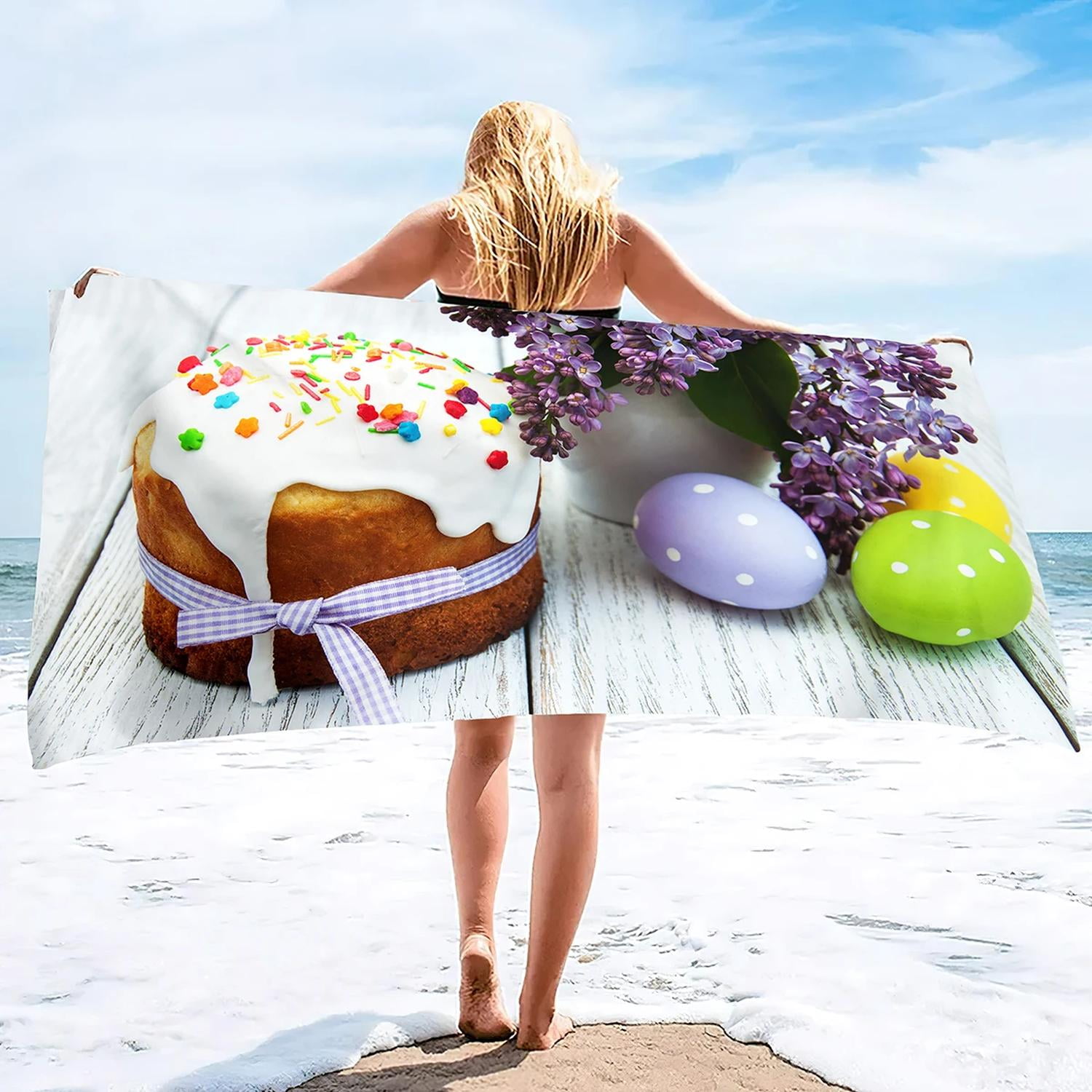 Cakes Beach Towels Cotton Beach Towel Super Absorbent Overd Lightweight ...