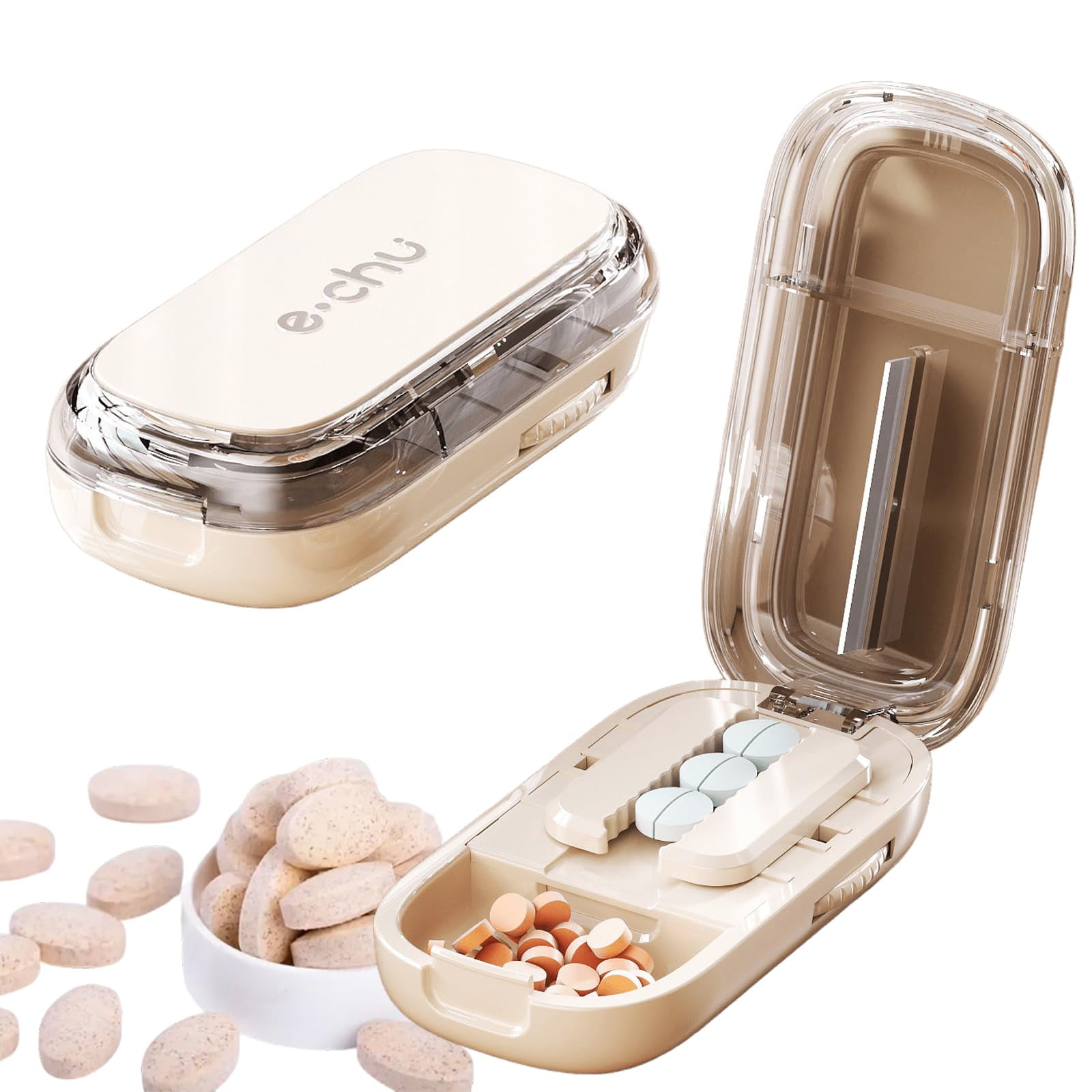 Caketotu Pill Cutter, Echu Portable Pill Cutter, 1/2 1/4 Pills Splitter ...