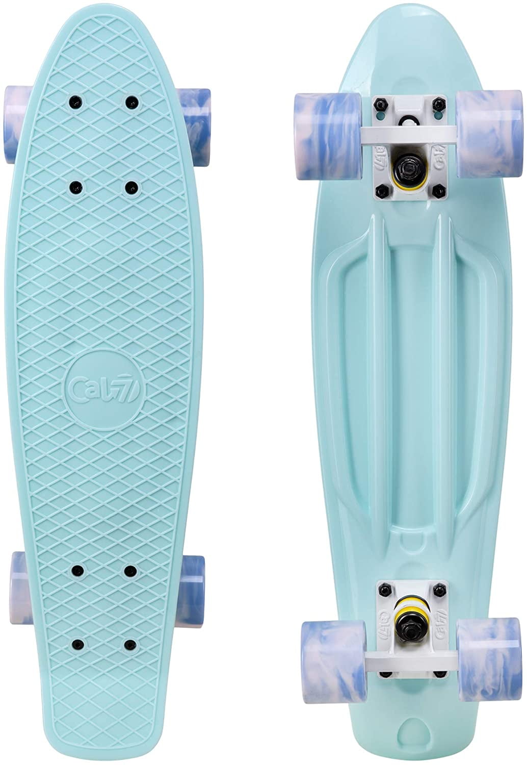 Cal 7 22.5" Complete Mini Cruiser Plastic Skateboard with Swirl Wheels ...