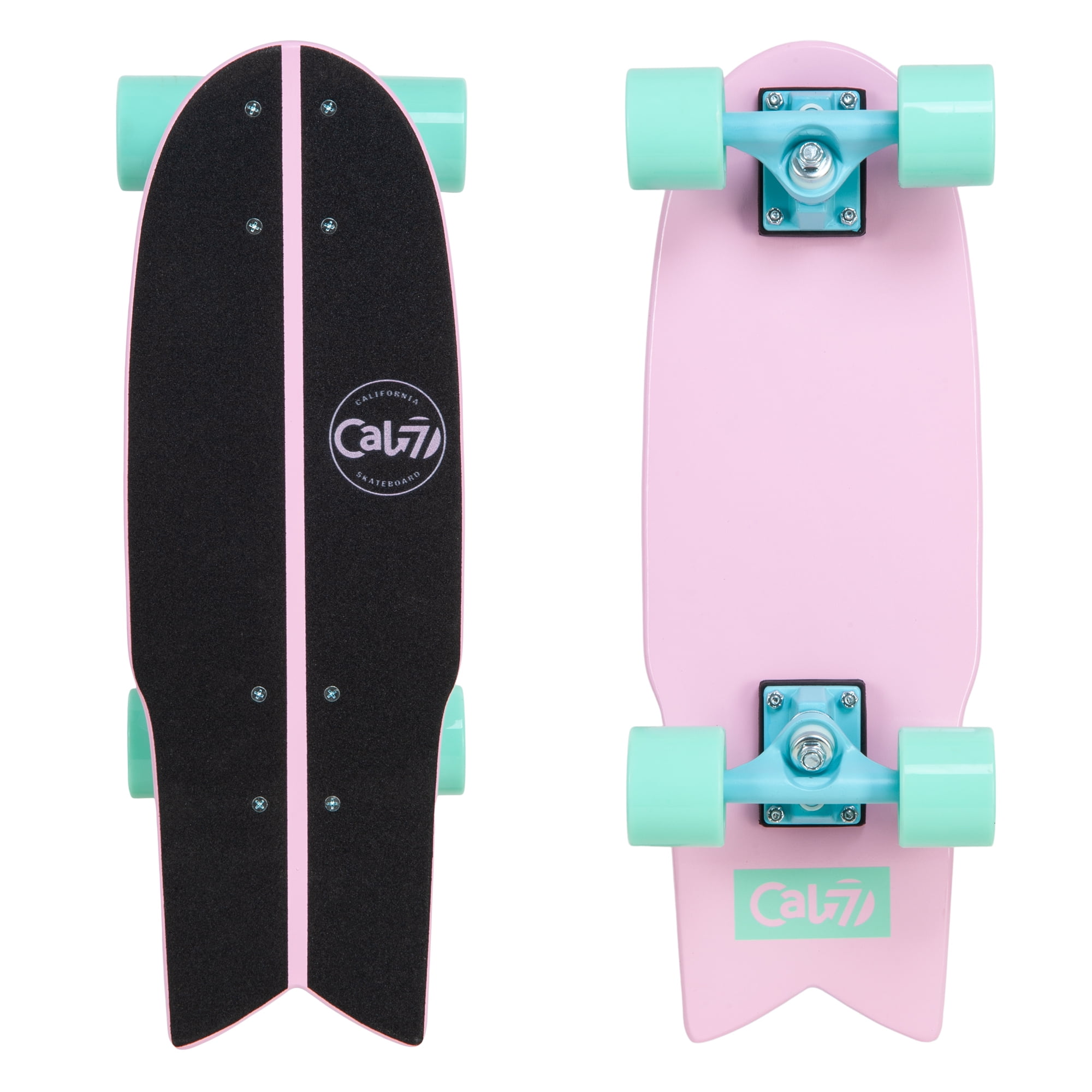Cal 7 Fishtail Deck 22-inch Mini Cruiser Skateboard (Pansy) - Walmart.com