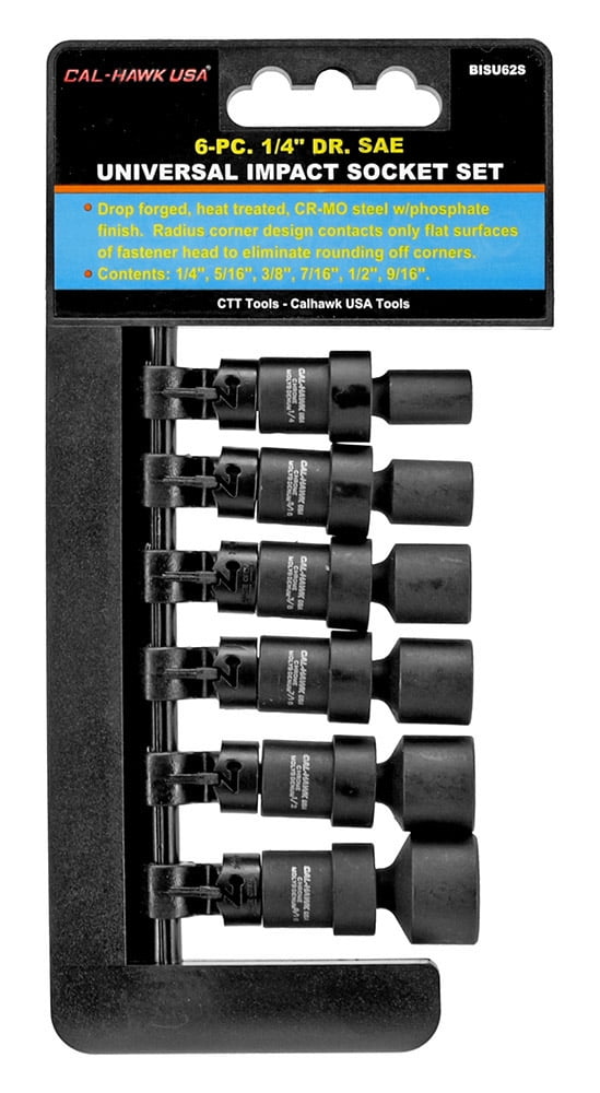 Cal-Hawk 6 - pc. 1/4" DR. SAE Universal Impact Socket Set - Walmart.com