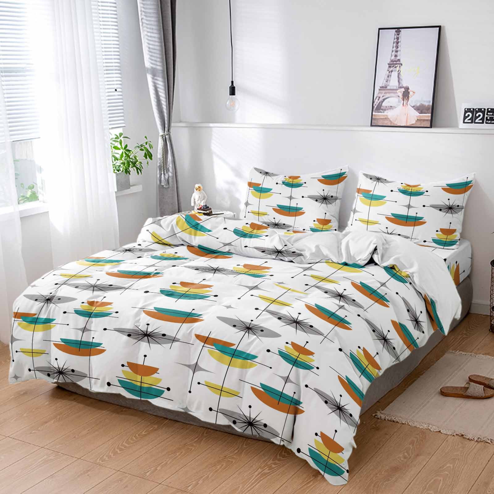 Cal King 4 Piece Bedding Set Abstract Bohemian Pattern Soft Breathable ...