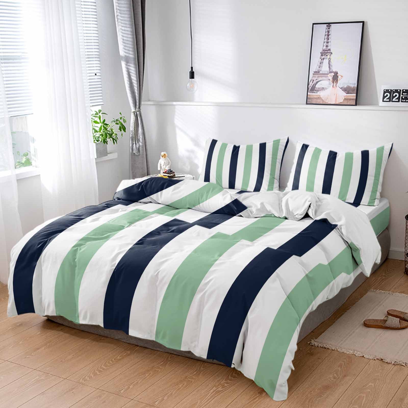Cal King 4 Piece Bedding Set Color-blocking Watercolor Stripe Soft ...