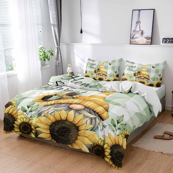 Cal King 4 Piece Bedding Set Farm Sunflower Cartoon Gnome Soft ...