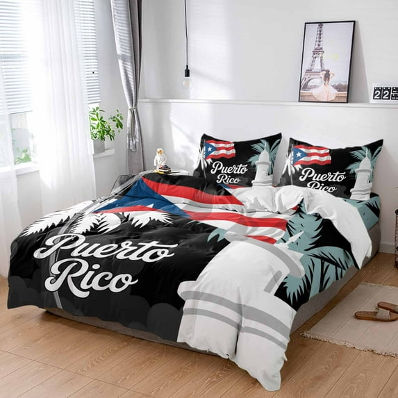 Cal King 4 Piece Bedding Set Puerto Rico Flag Abstract Soft Breathable ...